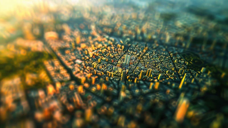 Blurred Megacity Scene with Modern Buildings and Overcast Sky Stock ...