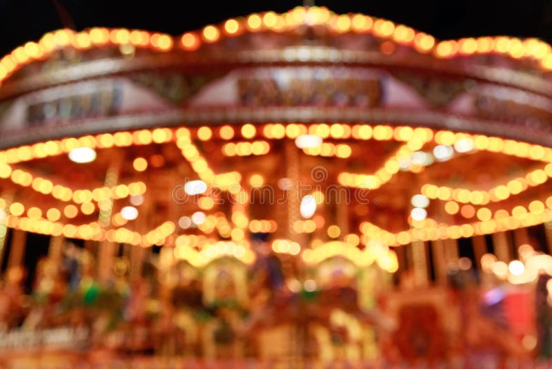 Blurred Merry-go-round in Winter Wonderland Stock Image - Image of ...