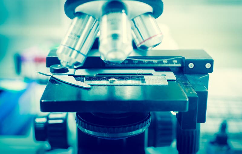 Blurred Microscope Medical Technology. Stock Image - Image of close ...