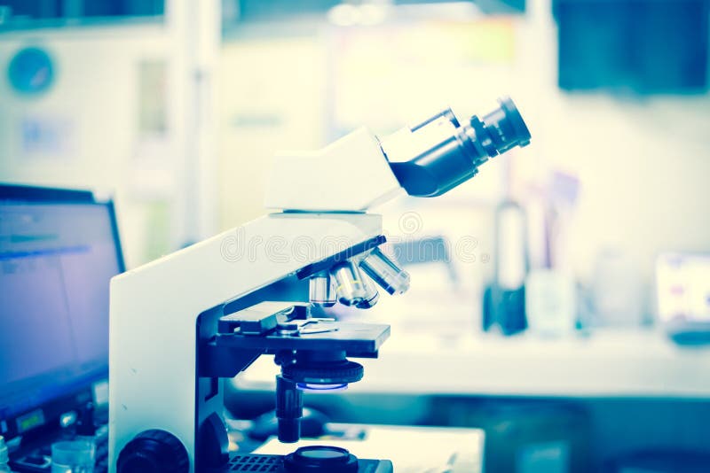 Blurred Microscope Medical Technology. Stock Image - Image of close ...