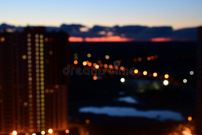 Blurred Midnight City Backgound., View from Window Stock Image - Image ...