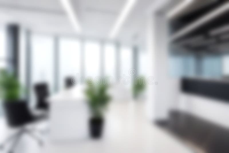 Blurred Minimalist Modern Office Interior Design. Rustic Interior ...