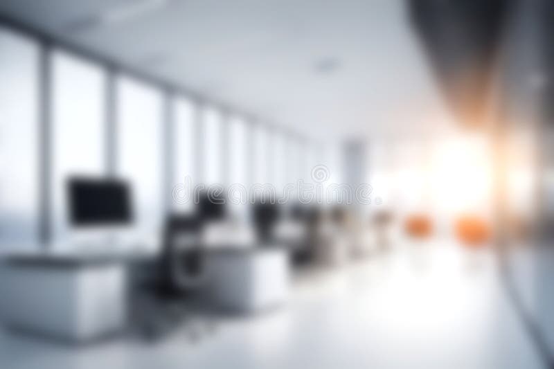 Blurred Minimalist Modern Office Interior Design. Rustic Interior ...