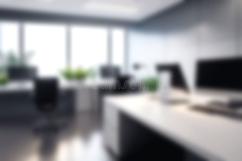 Blurred Minimalist Modern Office Interior Design. Rustic Interior ...