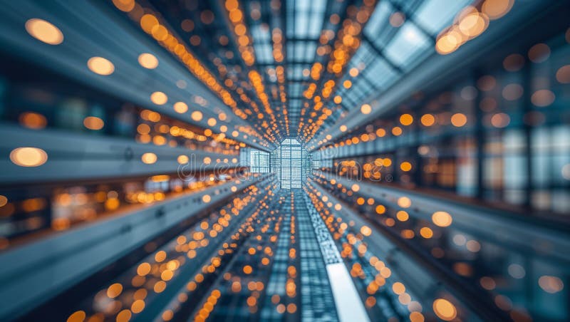 Blurred Modern Building Interior with Lights Creating a Tunnel Effect ...