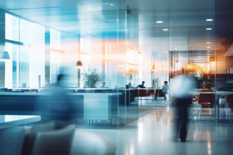 Blurred Modern Office Interior with People. Open Space Stock ...