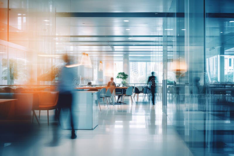 Blurred Modern Office Interior with People. Open Space Stock ...