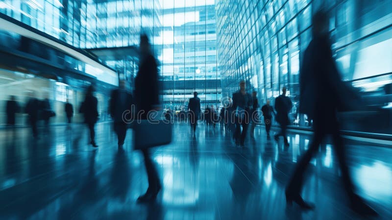 Blurred Motion of Business People in Modern Office Building Stock Image ...