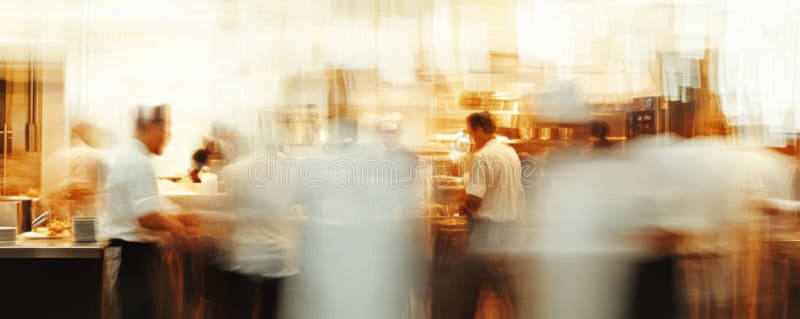 Blurred Motion in a Bustling Restaurant Kitchen Stock Illustration ...