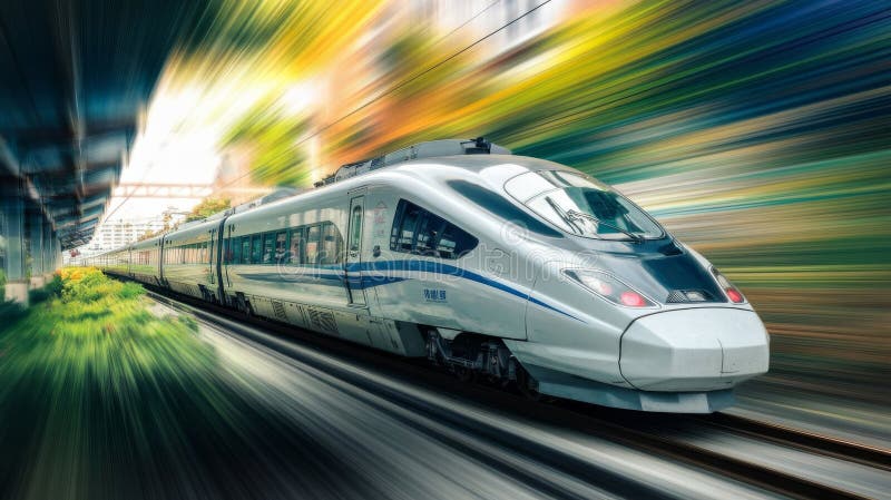 Blurred Motion of a Chinese Fast Train, Showcasing Modern Speed and ...