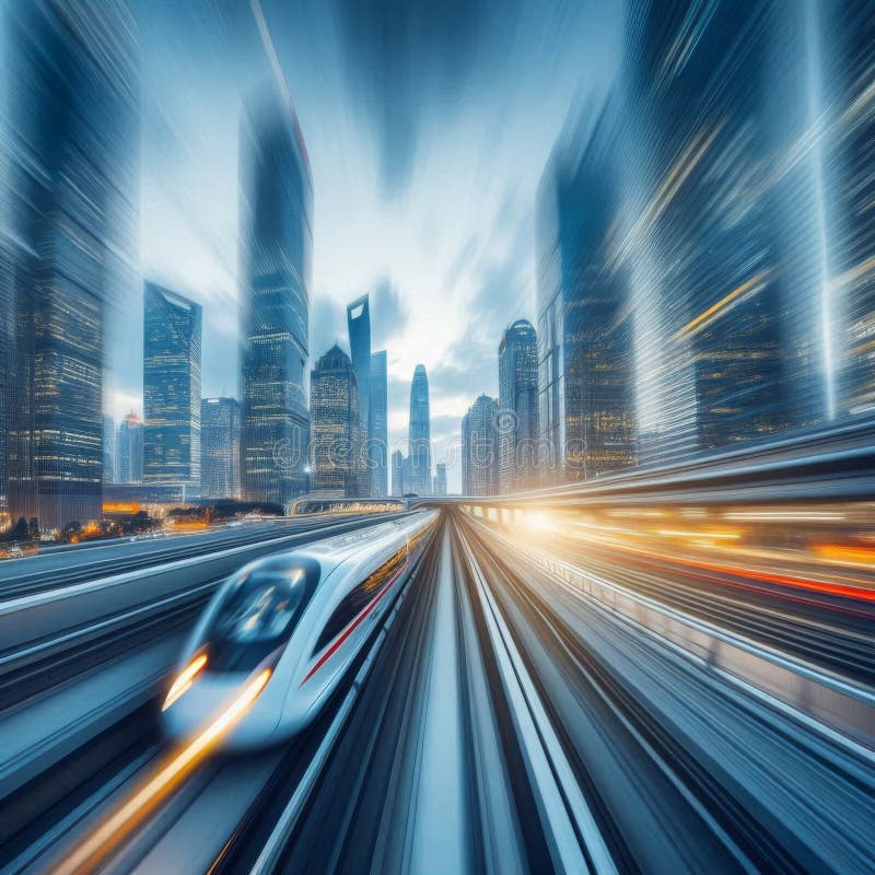 Blurred Motion of a Chinese Fast Train, Showcasing Modern Speed and ...