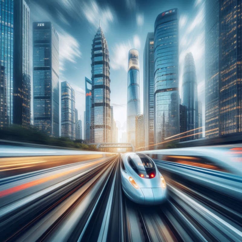 Blurred Motion of a Chinese Fast Train, Showcasing Modern Speed and ...