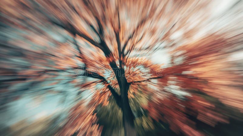 Blurred Motion Effect of a Tree with Autumn Leaves. the Vibrant Colors ...