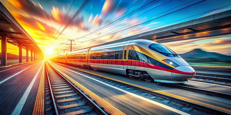 Blurred Motion of a HighSpeed Train at a Modern Railway Station ...