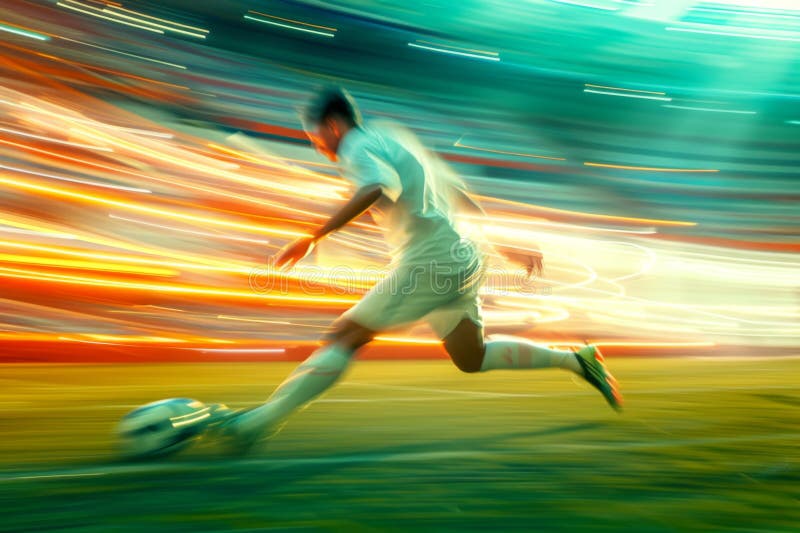 Blurred Motion Image Capturing the Intensity of a Soccer Player Mid ...