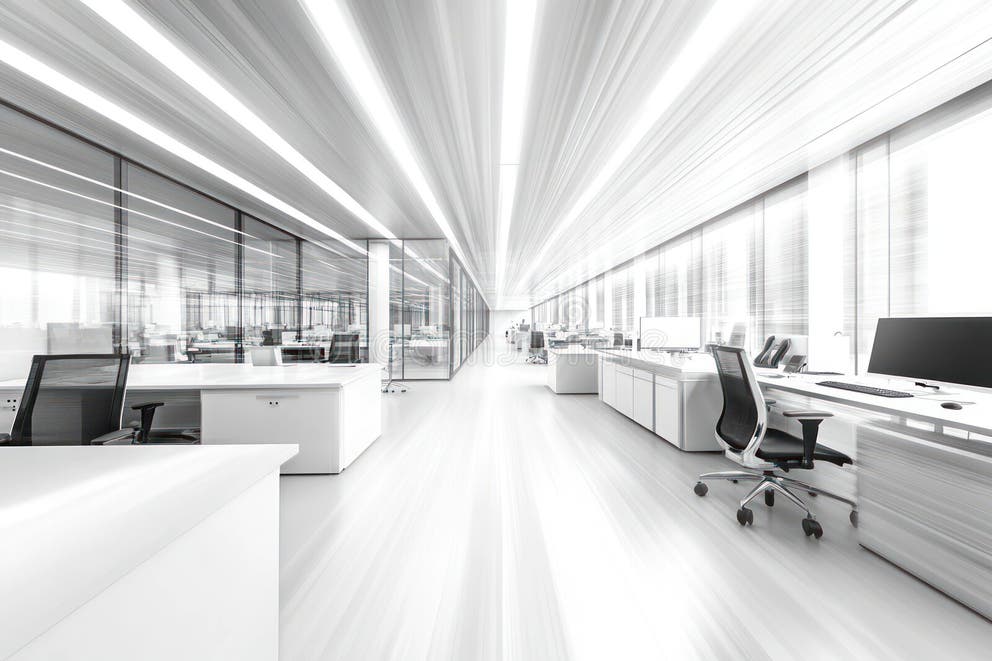 Blurred Motion Inside White Open Space Office Stock Photo - Image of ...