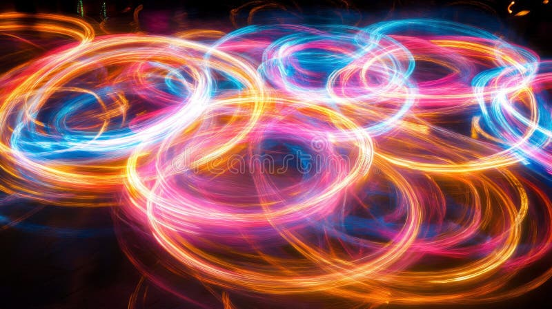 Blurred Motion Lights at Night with Orange Pink and Blue Trails ...