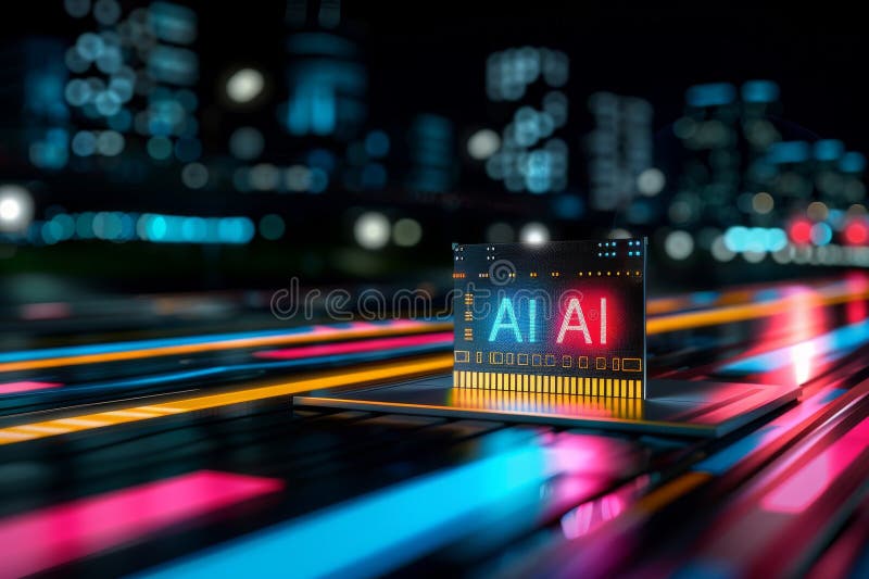 Blurred Motion of Neon AI Graphics, Illustrating the Speed and Innovation of Artificial ...