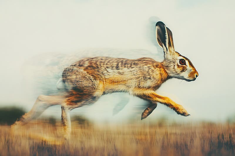 Blurred Motion of a Rabbit Running through a Field Stock Illustration ...