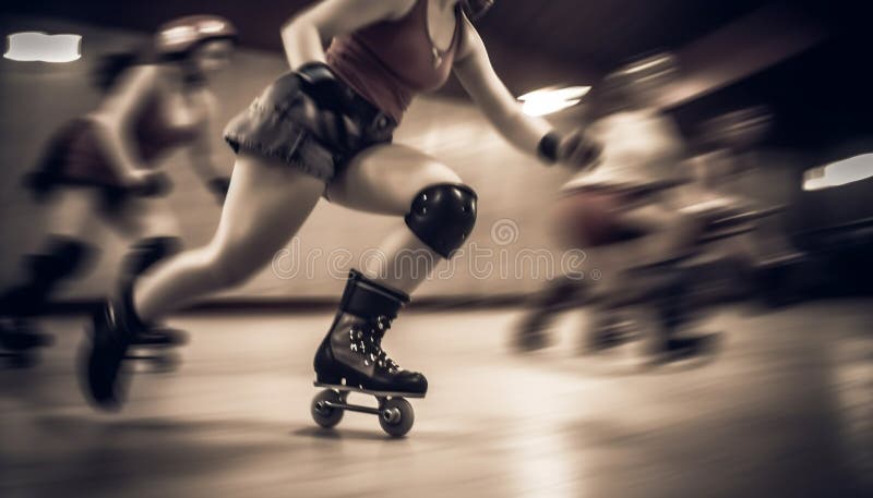 Blurred Motion of Roller Skating Women Having Fun Generated by AI Stock ...