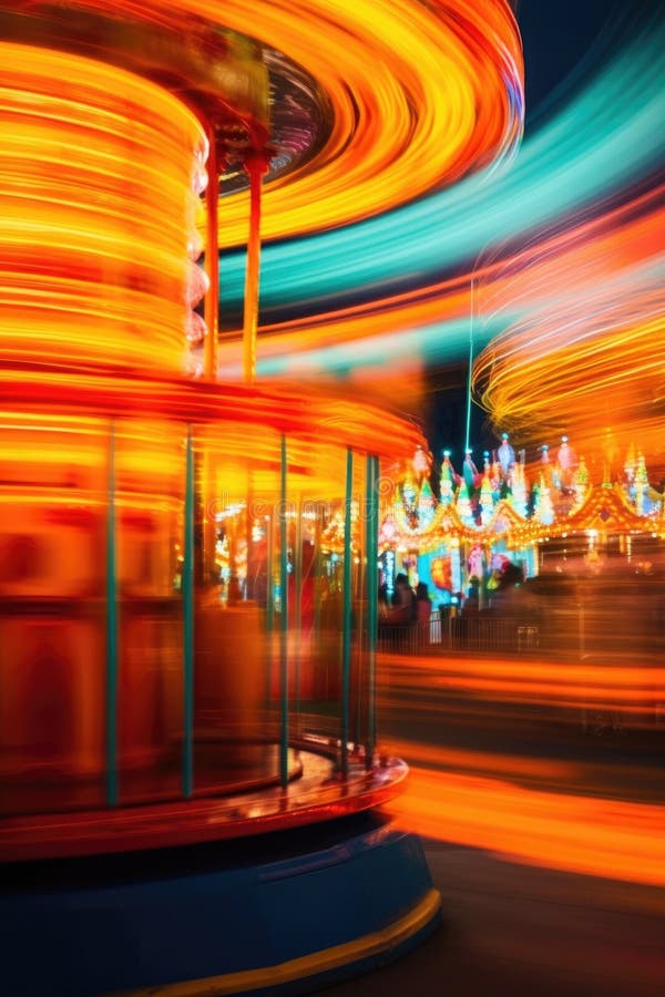 Blurred Motion of Spinning Carnival Rides Stock Illustration ...