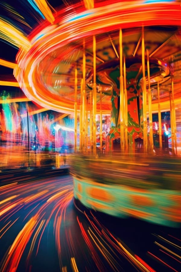 Blurred Motion of Spinning Carnival Rides Stock Illustration ...