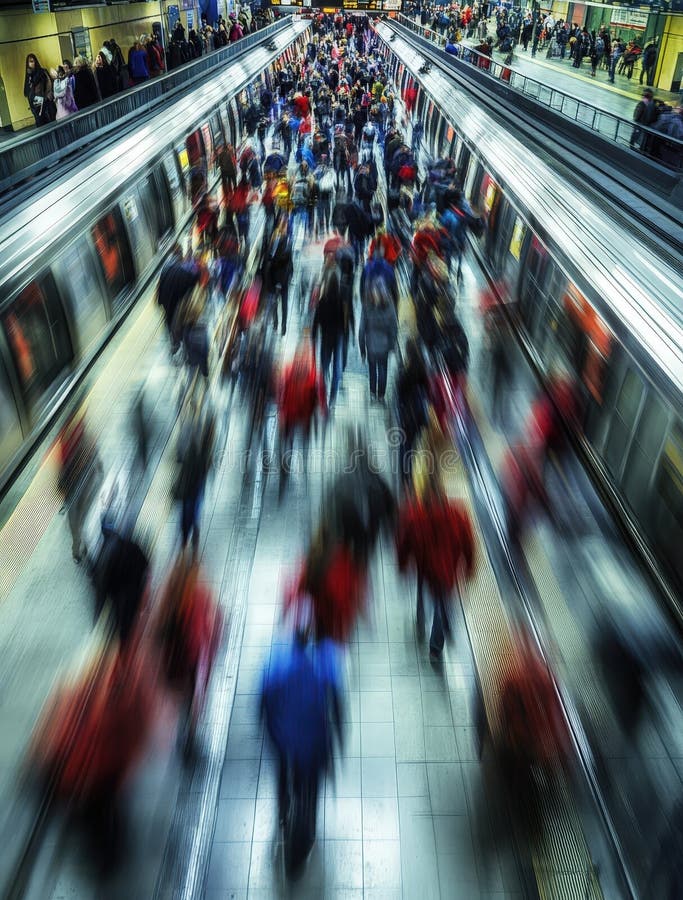 Blurred Motion Subway Crowd Commute Stock Photo - Image of anonymous ...
