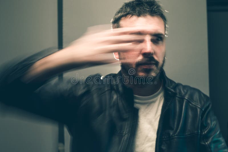 Blurred Movement Effect Man in Motion.Portrait of a Guy Stock Photo ...