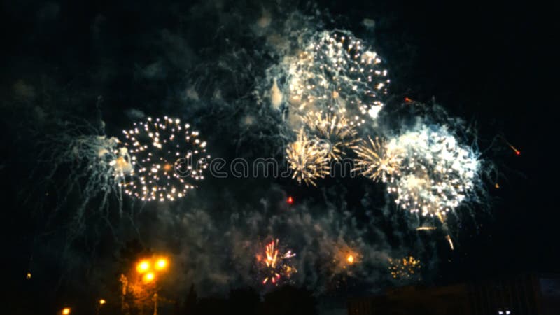 Blurred Multi-colored Flashes of Fireworks Exploding Stock Photo ...