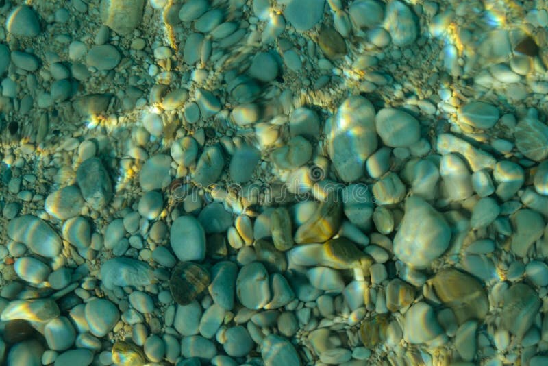 Blurred Natural Background. Pebbles through the Clear Sea Water Stock ...
