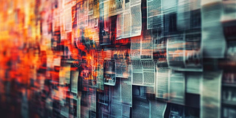 Blurred Newspaper Collage: Abstract Composition with Printed Pages and ...