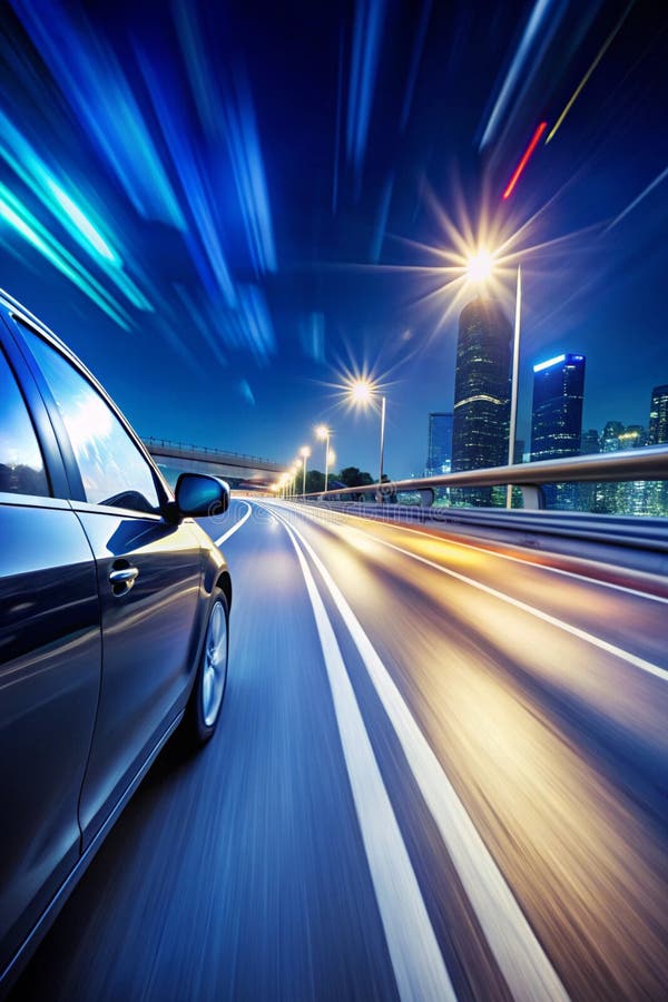 Acceleration Speed Motion on Night Road Stock Illustration ...