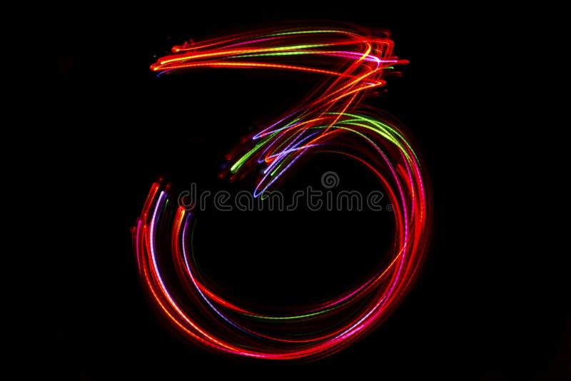 Blurred Number `3` Writing from Light. Stock Photo - Image of abstract ...