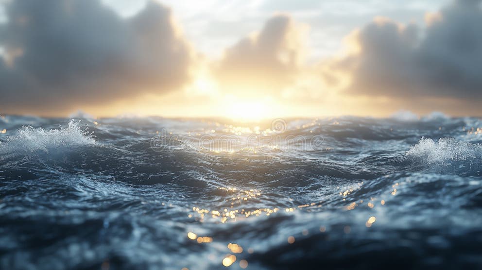 Blurred Ocean Waves with Soft Light and Gentle Motion Stock Illustration - Illustration of ...