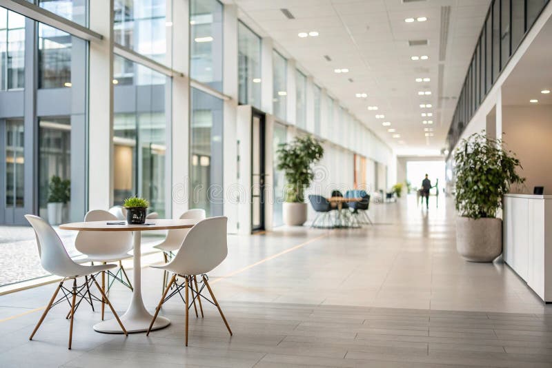 Blurred Office Background in Modern Business Hall Stock Illustration ...