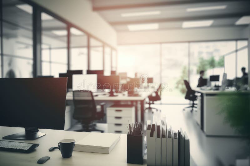 Blurred of Office - Ideal for Presentation Background.Generative AI ...