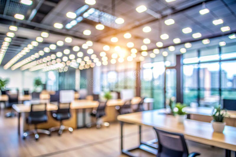 Blurred Office Interior with Light Bokeh Stock Illustration ...
