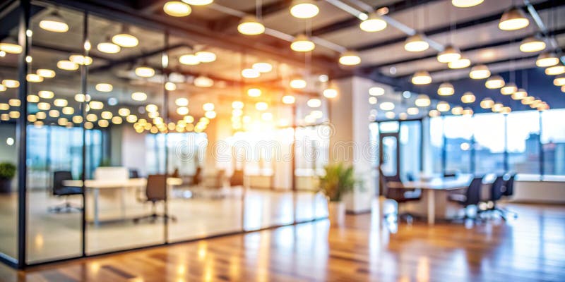 Blurred Office Interior with Light Bokeh Stock Illustration ...