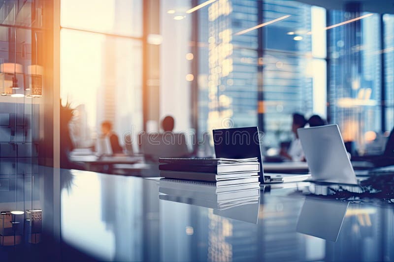 Blurred Office Interior Room Background with Modern Design in Working ...
