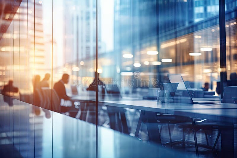 Blurred Office Interior Room Background with Modern Design in Working ...