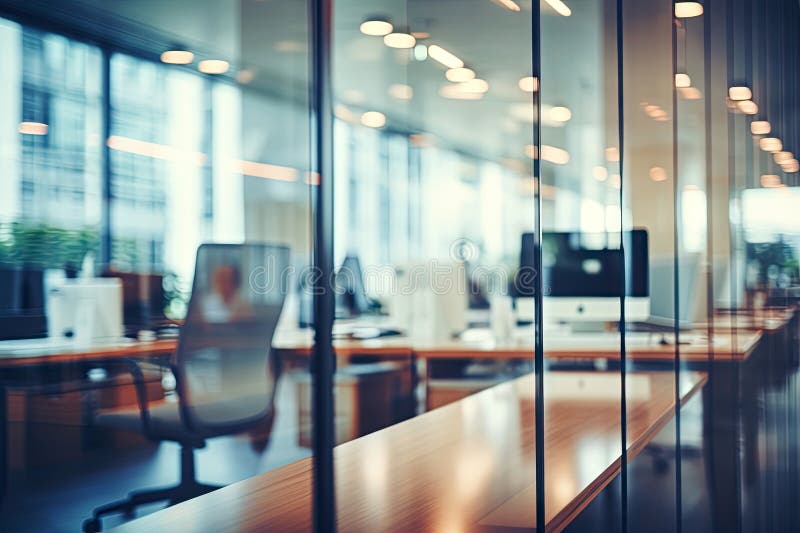 Blurred Office Interior Room Background with Modern Design in Working ...