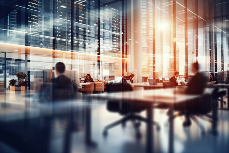 Blurred Office Interior Room Background with Modern Design in Working ...