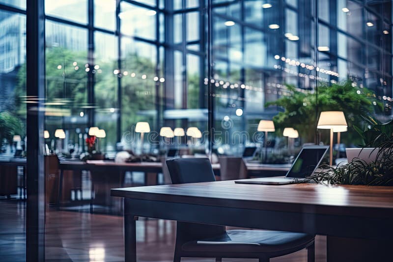 Blurred Office Interior Room Background with Modern Design in Working ...