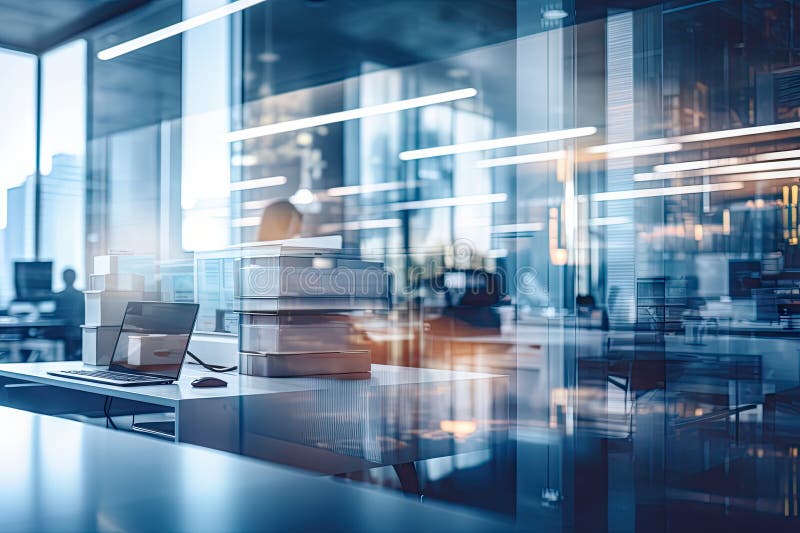 Blurred Office Interior Room Background with Modern Design in Working ...