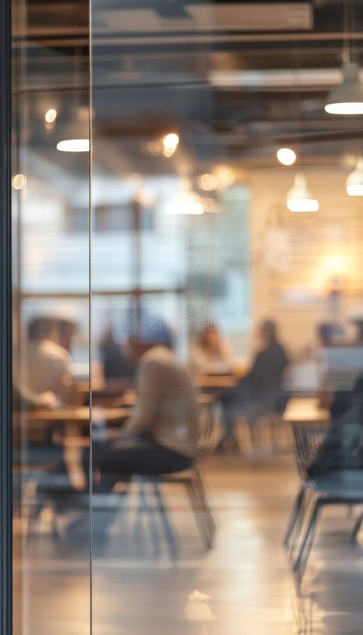 Blurred Office Interior Showcasing Collaborative Workspace and Active ...