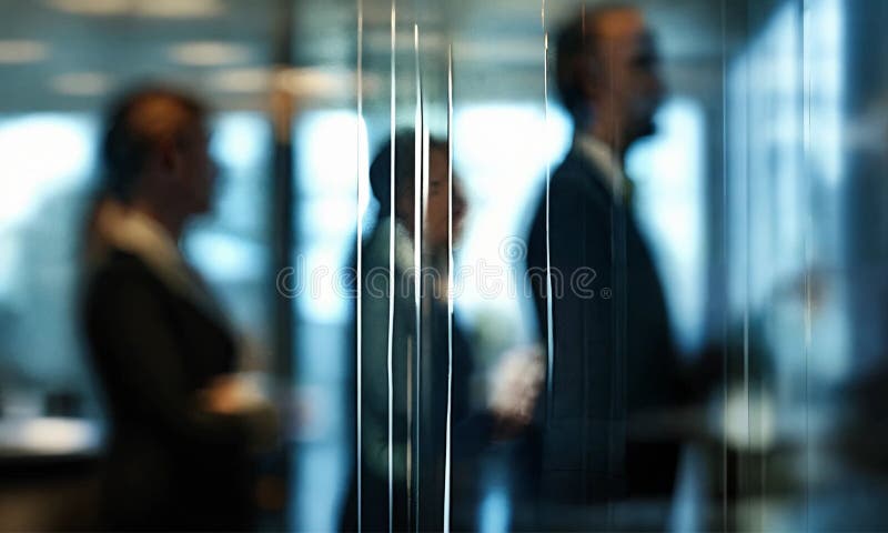 Blurred Office with People Working Behind Glass Stock Illustration ...