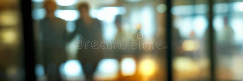 Blurred Office with People Working Behind Glass Stock Illustration ...