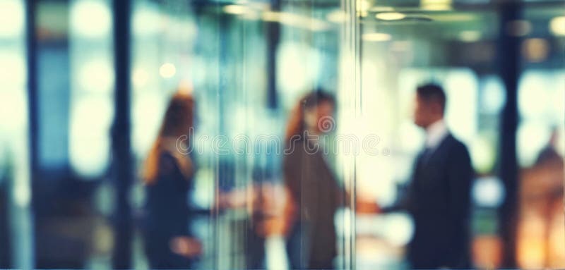 Blurred Office with People Working Behind Glass Stock Image - Image of ...