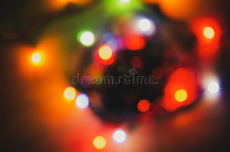 Blurred Out-of-focus Bright Lights of a Garland on a Dark Background ...