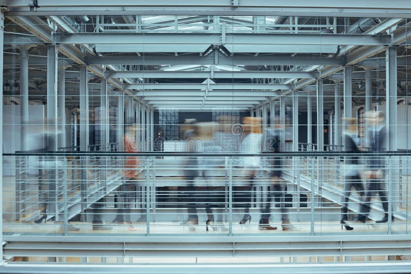 Blurred People in Industrial Interior Stock Photo - Image of woman ...